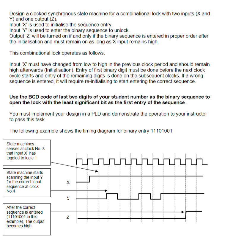 Solved Design a clocked synchronous state machine for a | Chegg.com