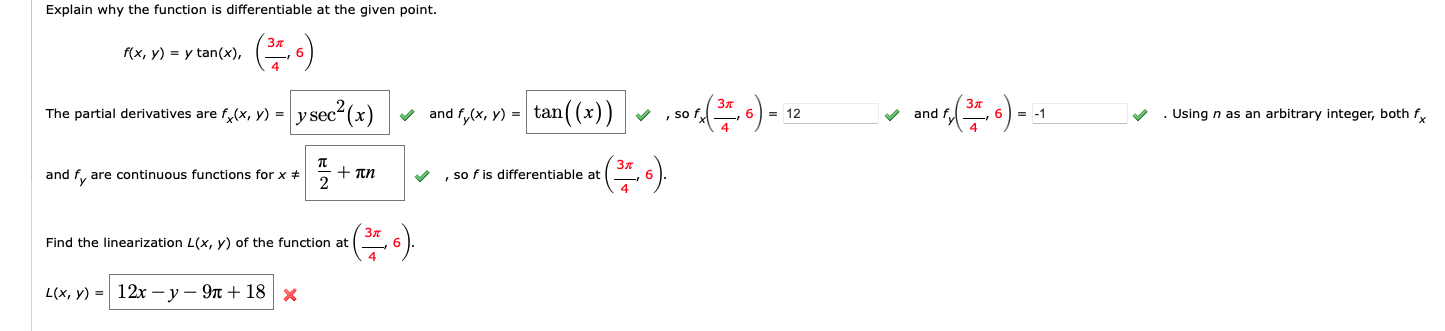 Solved Explain why the function is differentiable at the | Chegg.com