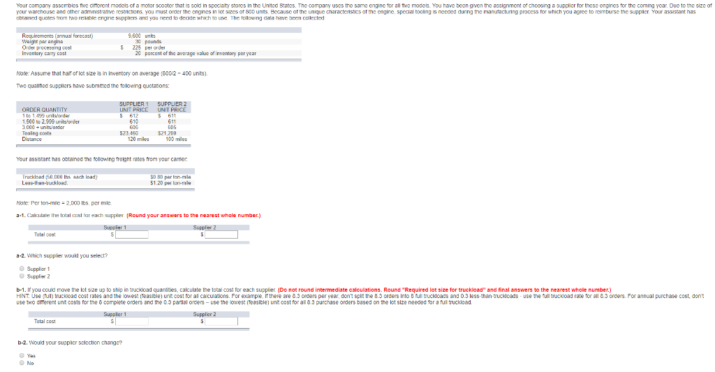 Solved Your company assembles five different models of a | Chegg.com