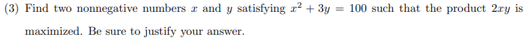 Solved (3) Find two nonnegative numbers x and y satisfying | Chegg.com