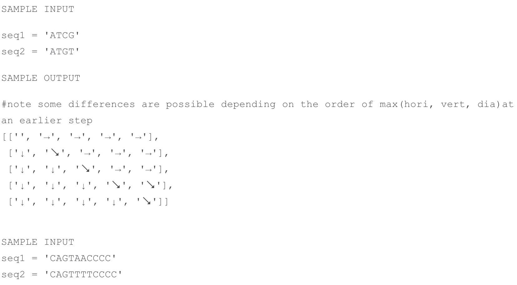 Solved Hi I have a global sequence alignment code on python | Chegg.com