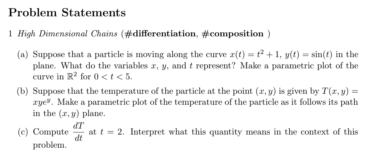 Solved Problem Statements1 ﻿High Dimensional Chains | Chegg.com