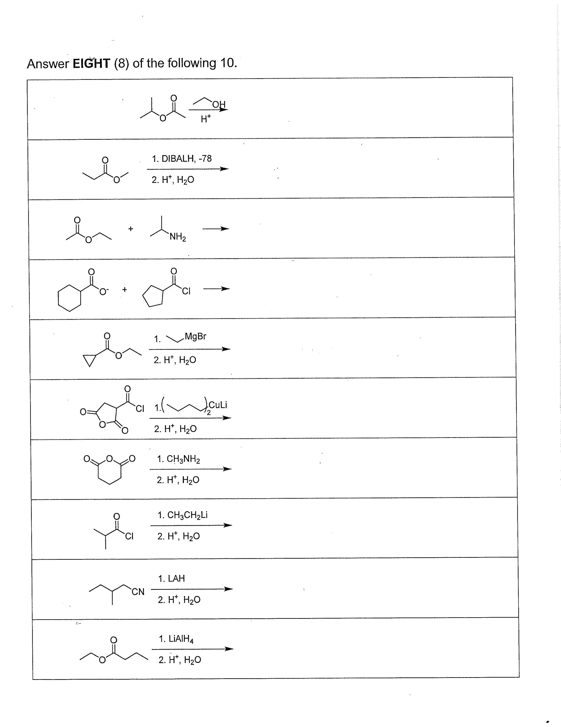Solved Answer EIGHT (8) of the following 10. \\[ | Chegg.com