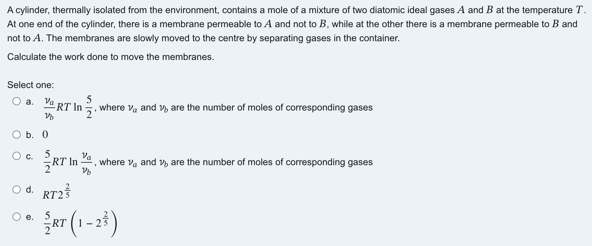 Solved A cylinder, thermally isolated from the environment, | Chegg.com