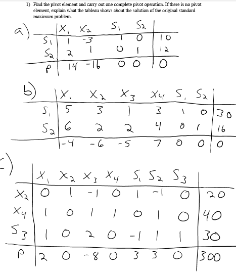 Solved 1) Find the pivot element and carry out one complete | Chegg.com