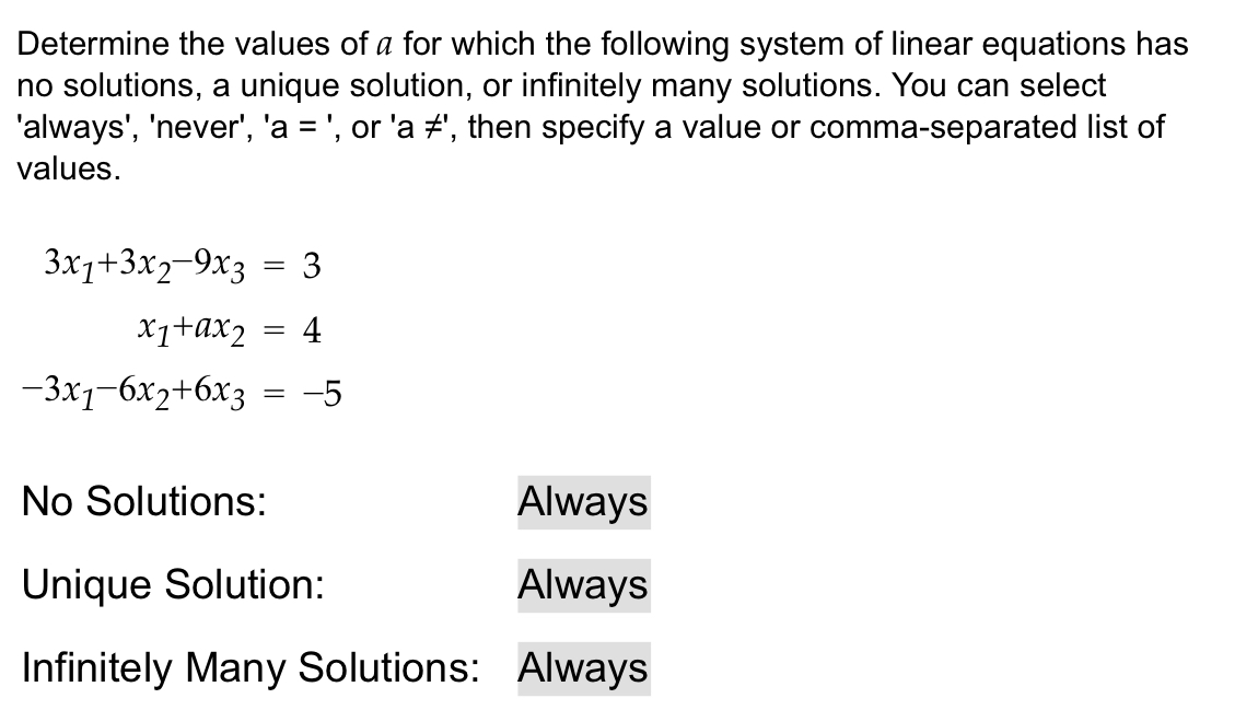 Solved Determine The Values Of A For Which The Following