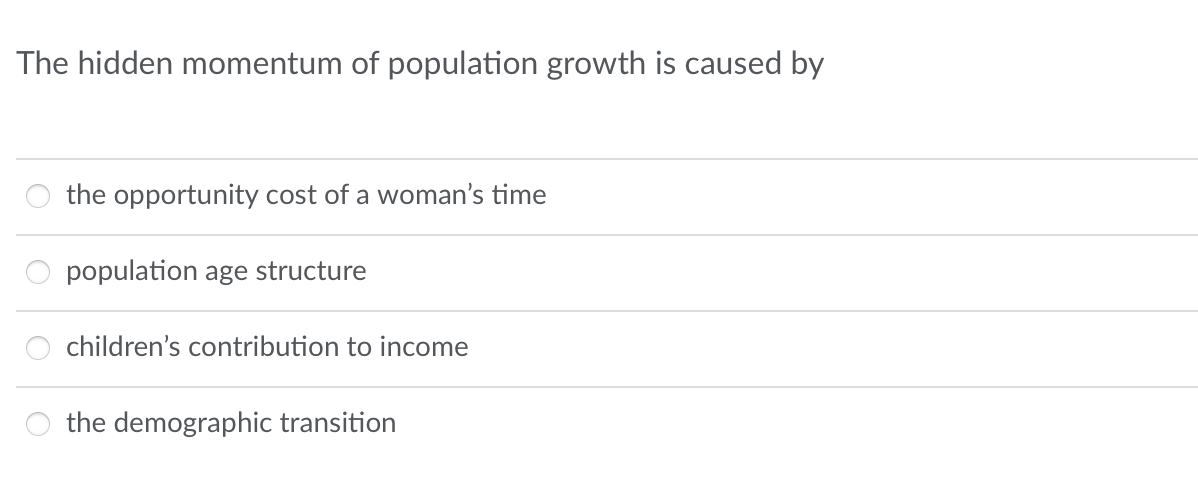 Solved The hidden momentum of population growth is caused by | Chegg.com