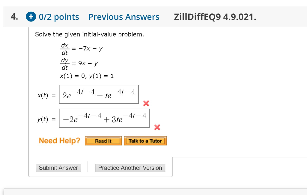 Solved 4. + 0/2 points Previous Answers ZillDiffEQ9 4.9.021. | Chegg.com