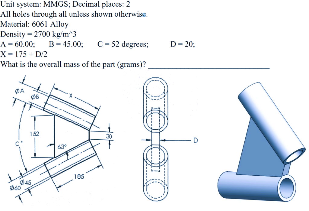 Solved Unit system: MMGS; Decimal places: 2 All holes | Chegg.com