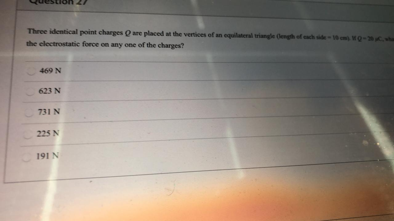Solved Three identical point charges Q are placed at the | Chegg.com