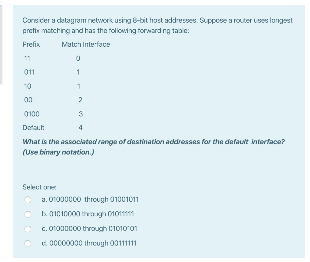 Solved Consider a datagram network using 8-bit host | Chegg.com