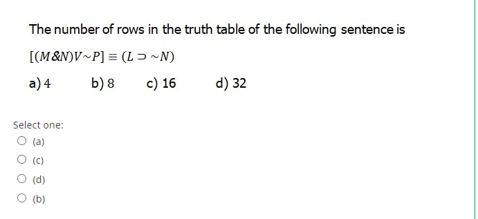 Solved The number of rows in the truth table of the | Chegg.com