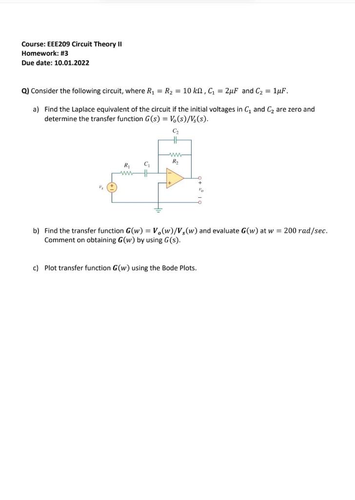 Solved Course: EEE209 Circuit Theory II Homework: #3 Due | Chegg.com