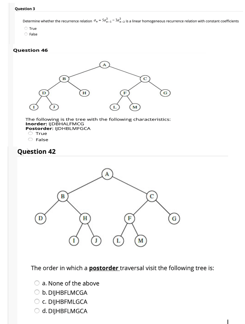 Solved Question 3 Determine whether the recurrence relation | Chegg.com