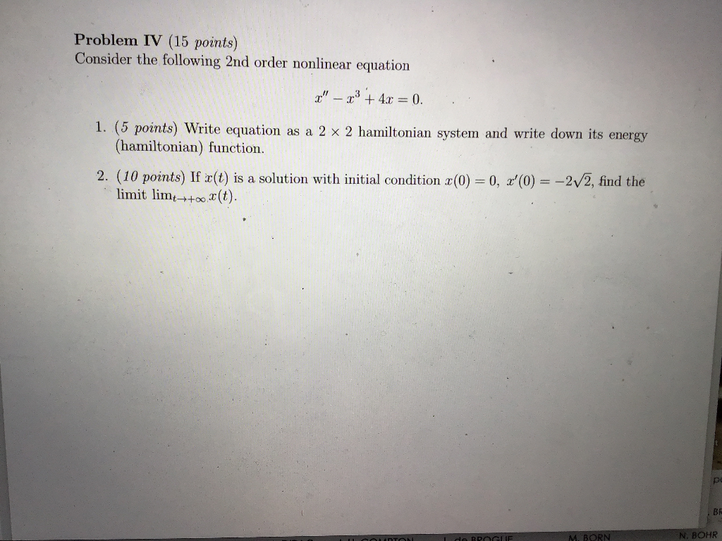 Solved Problem IV (15 points) Consider the following 2nd | Chegg.com