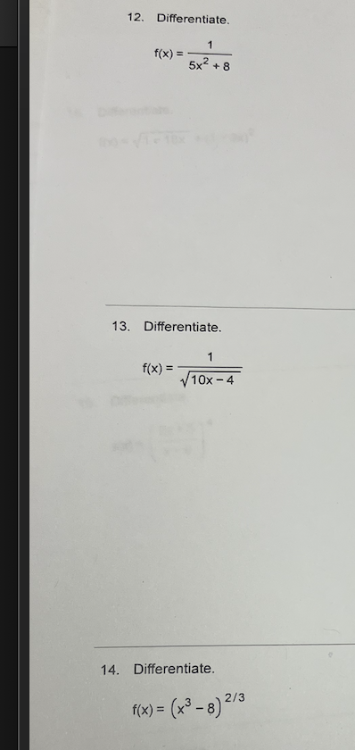 Solved 9. Differentiate. Do not simplify. | Chegg.com