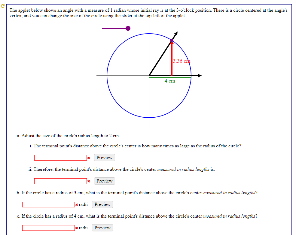 Solved The applet below shows an angle with a measure of 1 | Chegg.com