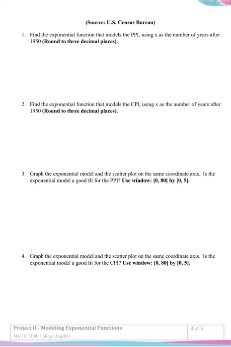 Solved Project II Modeling Exponential Functions Background | Chegg.com