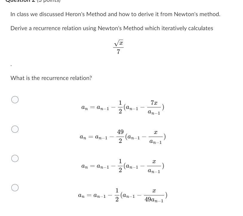 Solved Question 4 (3 ﻿points)In class we discussed Heron's | Chegg.com