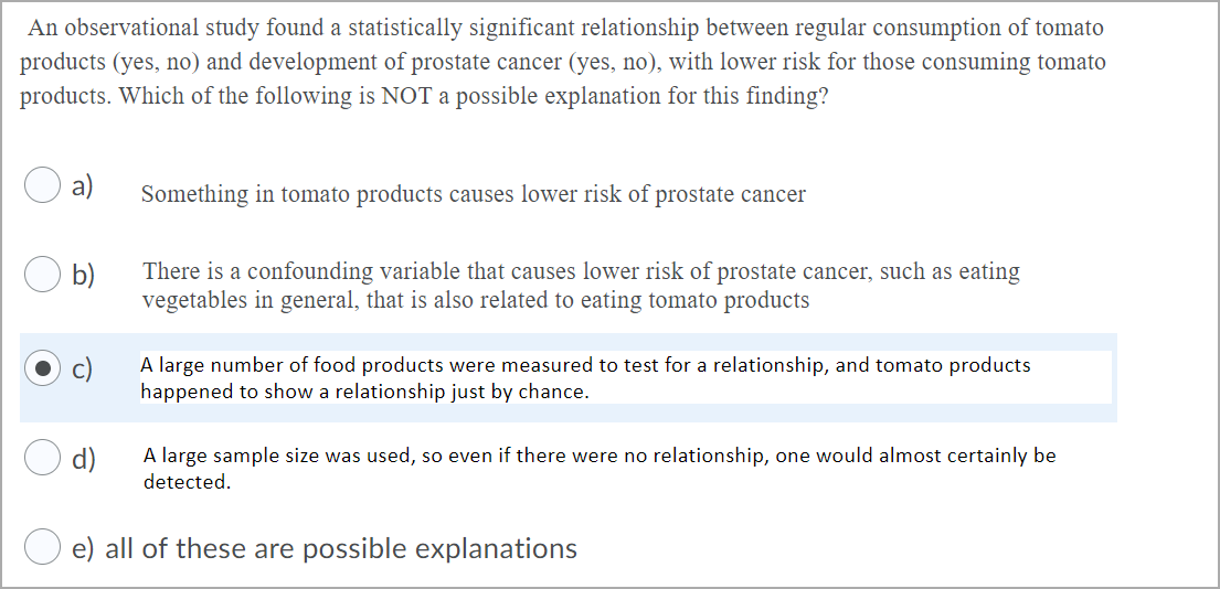Solved An observational study found a statistically | Chegg.com