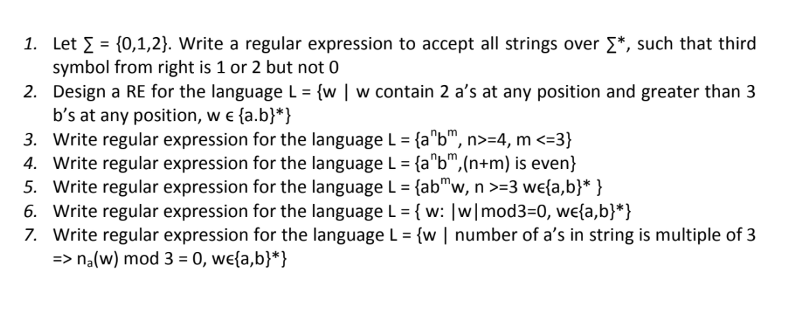 Solved 1. Let { = {0,1,2}. Write a regular expression to | Chegg.com