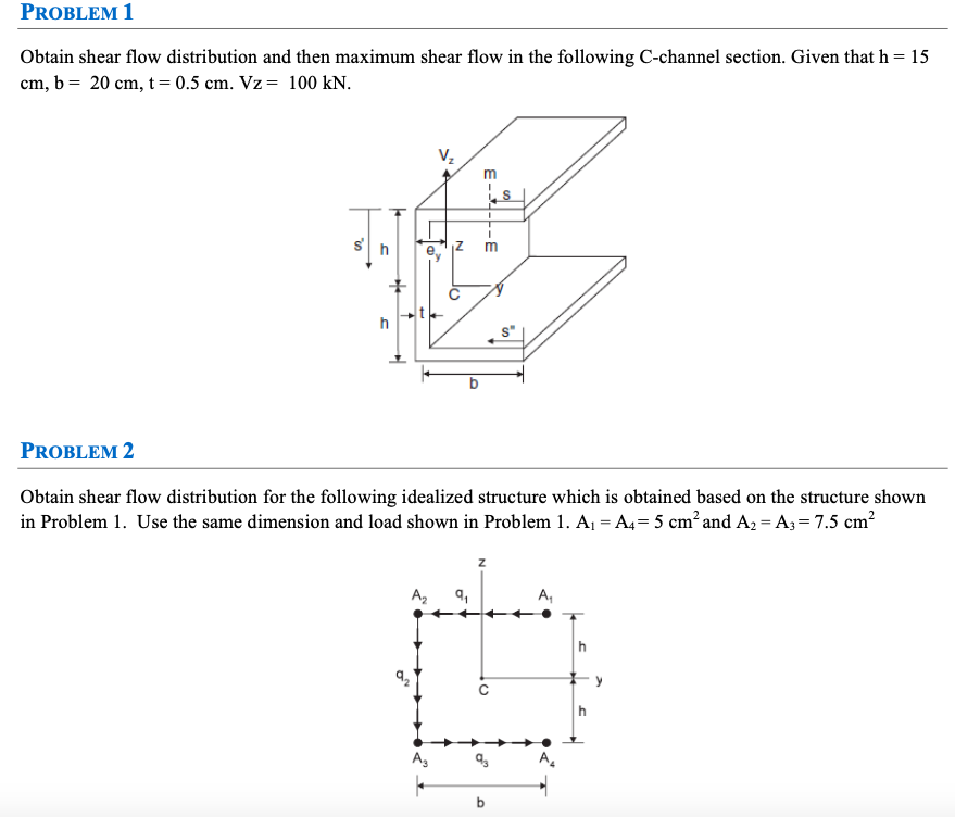 Solved PROBLEM 1 Obtain shear flow distribution and then | Chegg.com