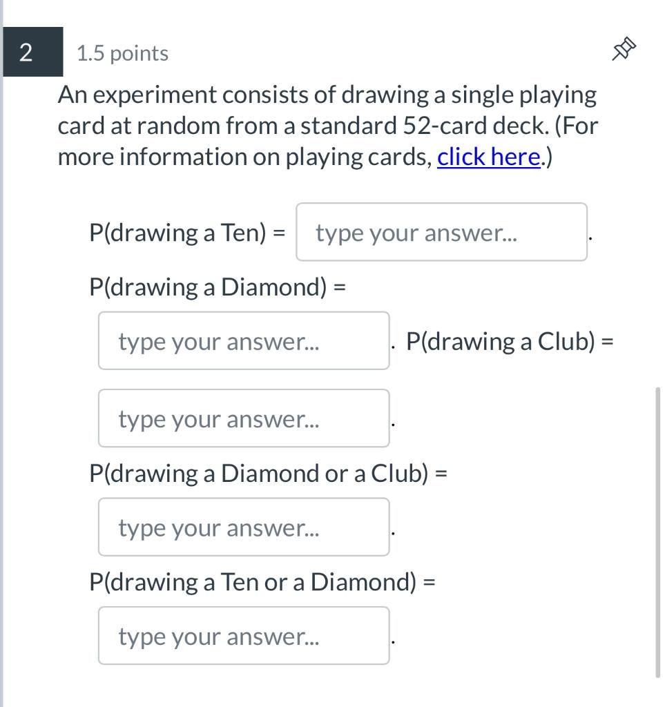 Solved 1.5 points An experiment consists of drawing a single | Chegg.com
