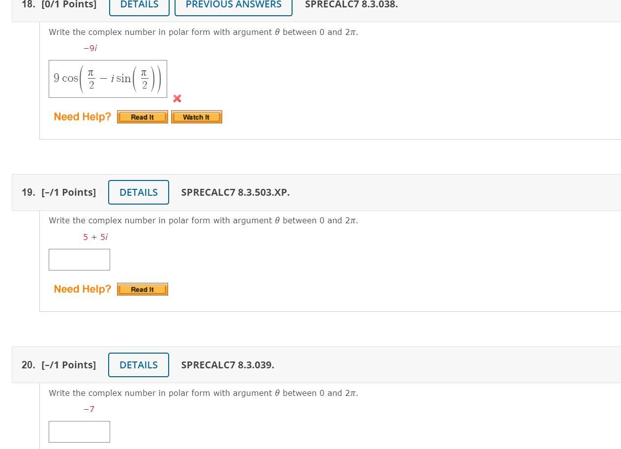 Solved 18. [0/1 Points] DETAILS PREVIOUS ANSWERS SPRECALC7 | Chegg.com