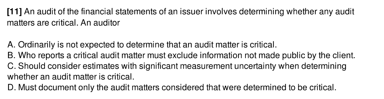 Solved [11] An audit of the financial statements of an | Chegg.com