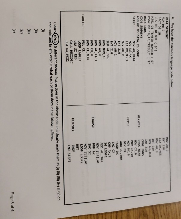 Solved 6. We have the assembly language code below: DATA | Chegg.com