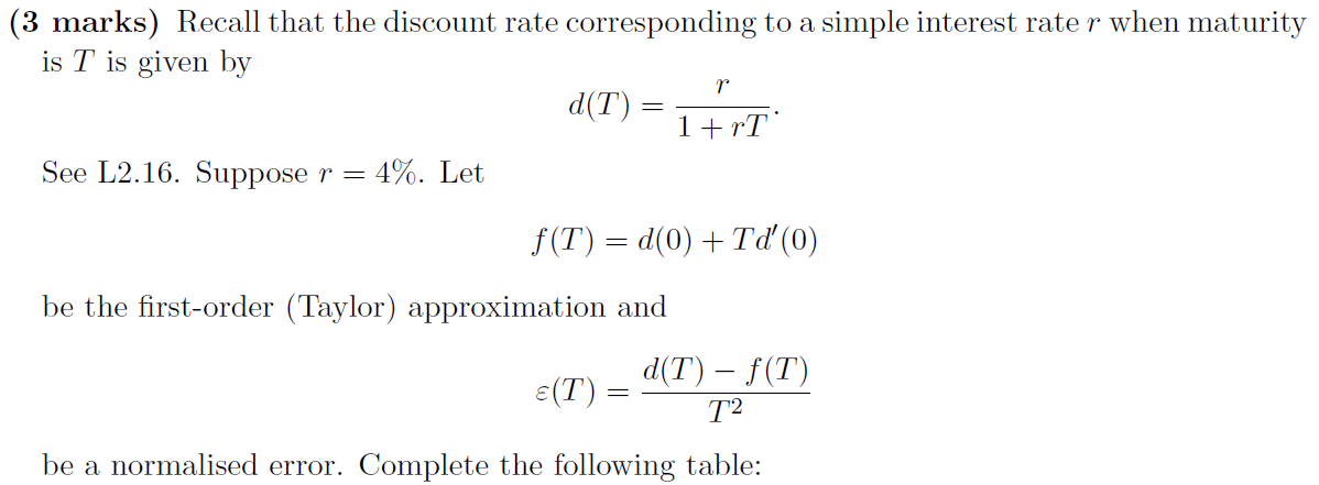 Solved 3 marks) Recall that the discount rate corresponding | Chegg.com