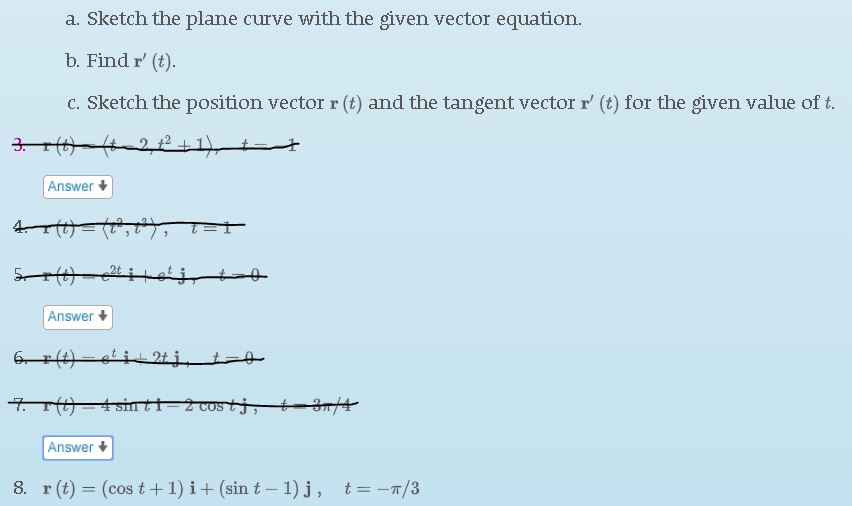 Solved a. Sketch the plane curve with the given vector | Chegg.com