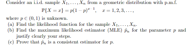 Solved Consider an i.i.d. sample X1, ..., X, from a | Chegg.com