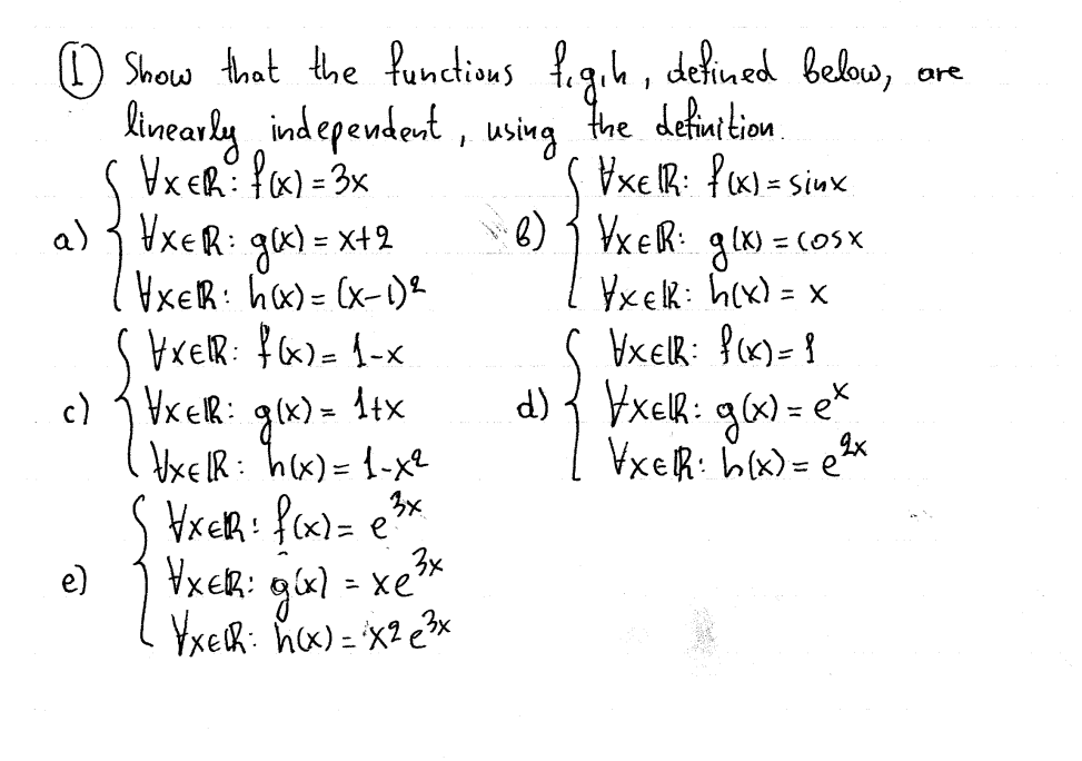 Solved (1) Show that the functions f,g,h, defined below, are | Chegg.com