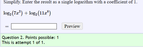 Solved Simplify. Enter the result as a single logarithm with | Chegg.com