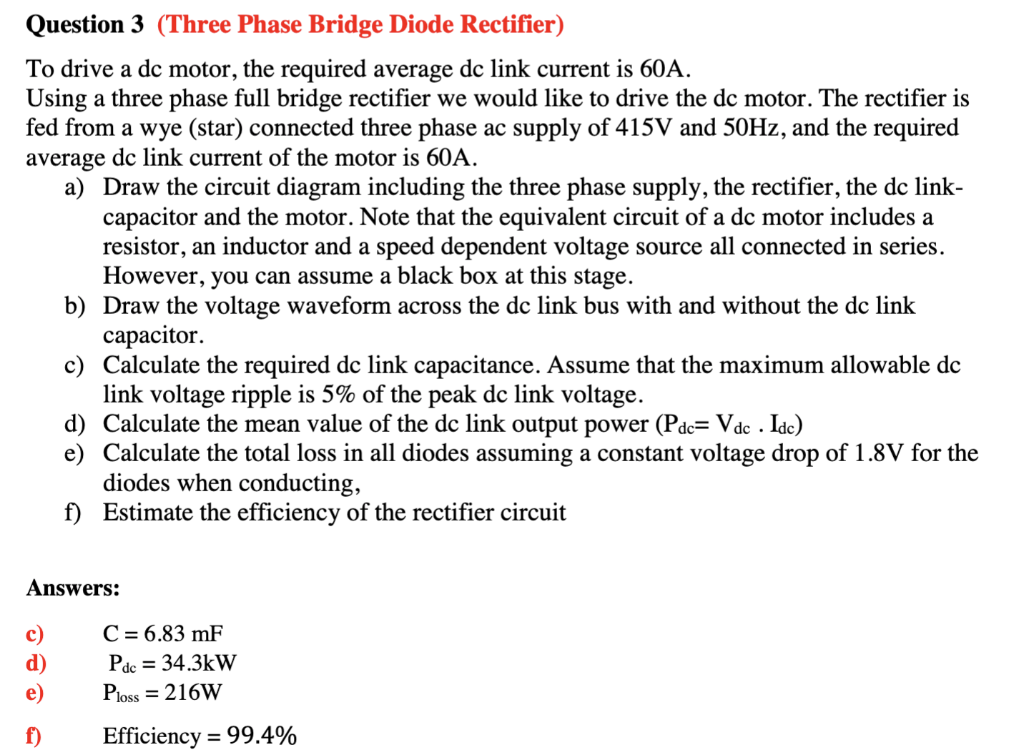Solved Question 3 (Three Phase Bridge Diode Rectifier) To | Chegg.com