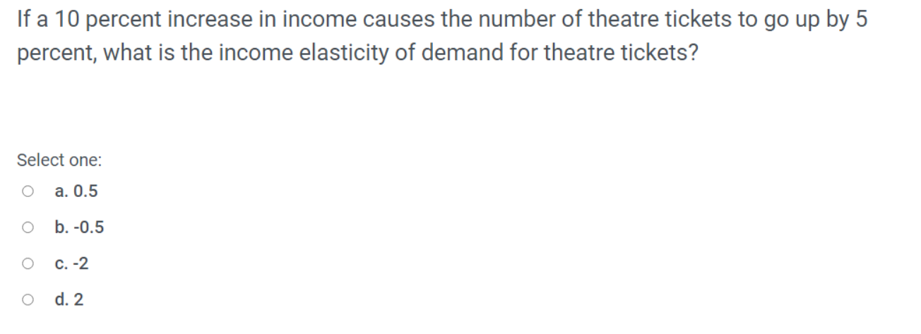 Solved If a 10 percent increase in income causes the number | Chegg.com