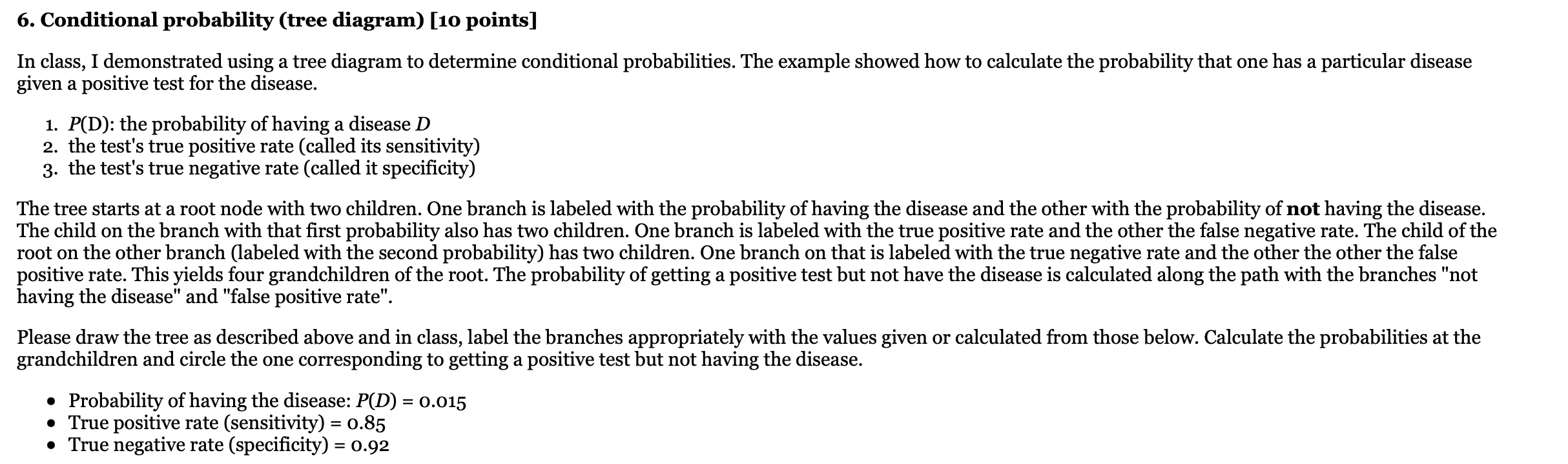 Solved 6. Conditional probability (tree diagram) [10 points] | Chegg.com
