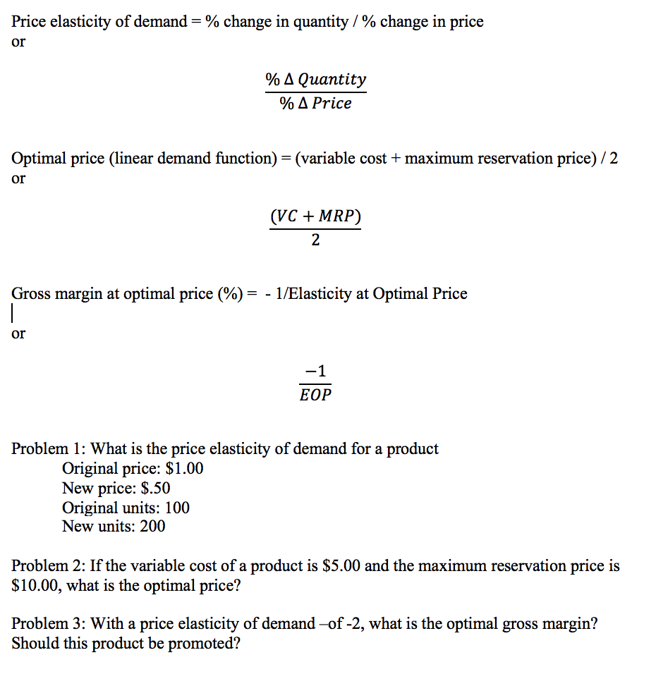 Solved Price elasticity of demand-% change in quantity / % | Chegg.com
