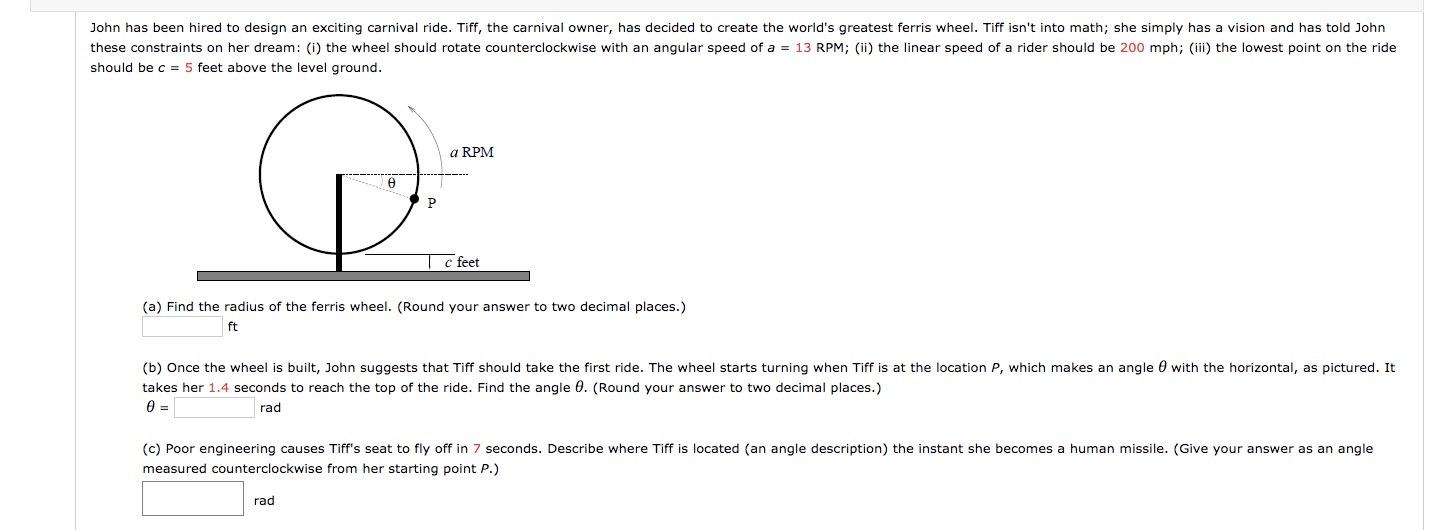 Solved John has been hired to design an exciting carnival | Chegg.com