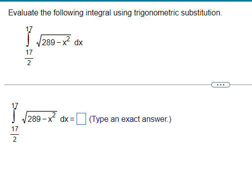 Solved Evaluate the following integral using trigonometric | Chegg.com
