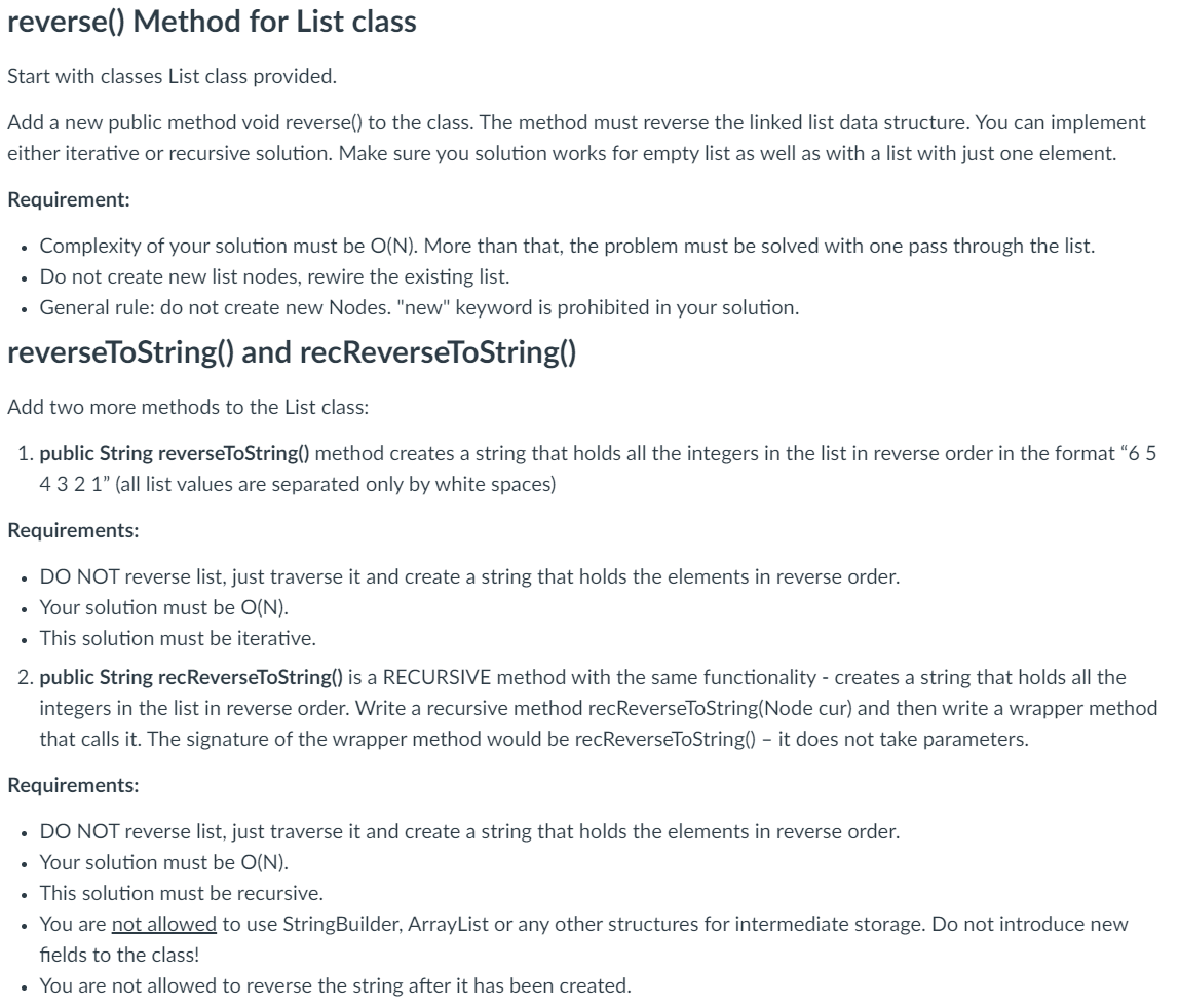 Solved Zip together and submit the following files:reverse() | Chegg.com