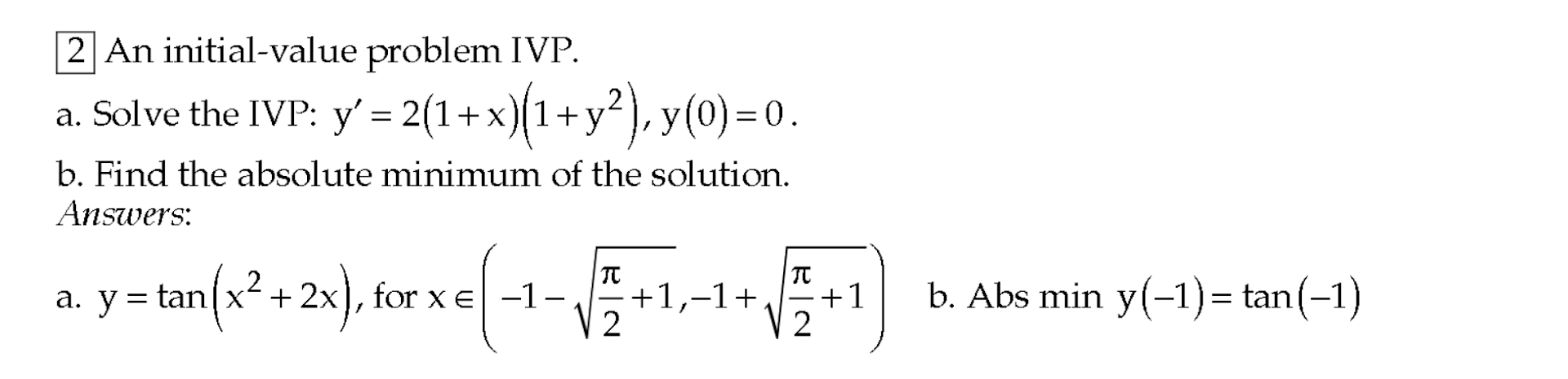 Solved 2 An initial-value problem IVP. a. Solve the IVP: | Chegg.com