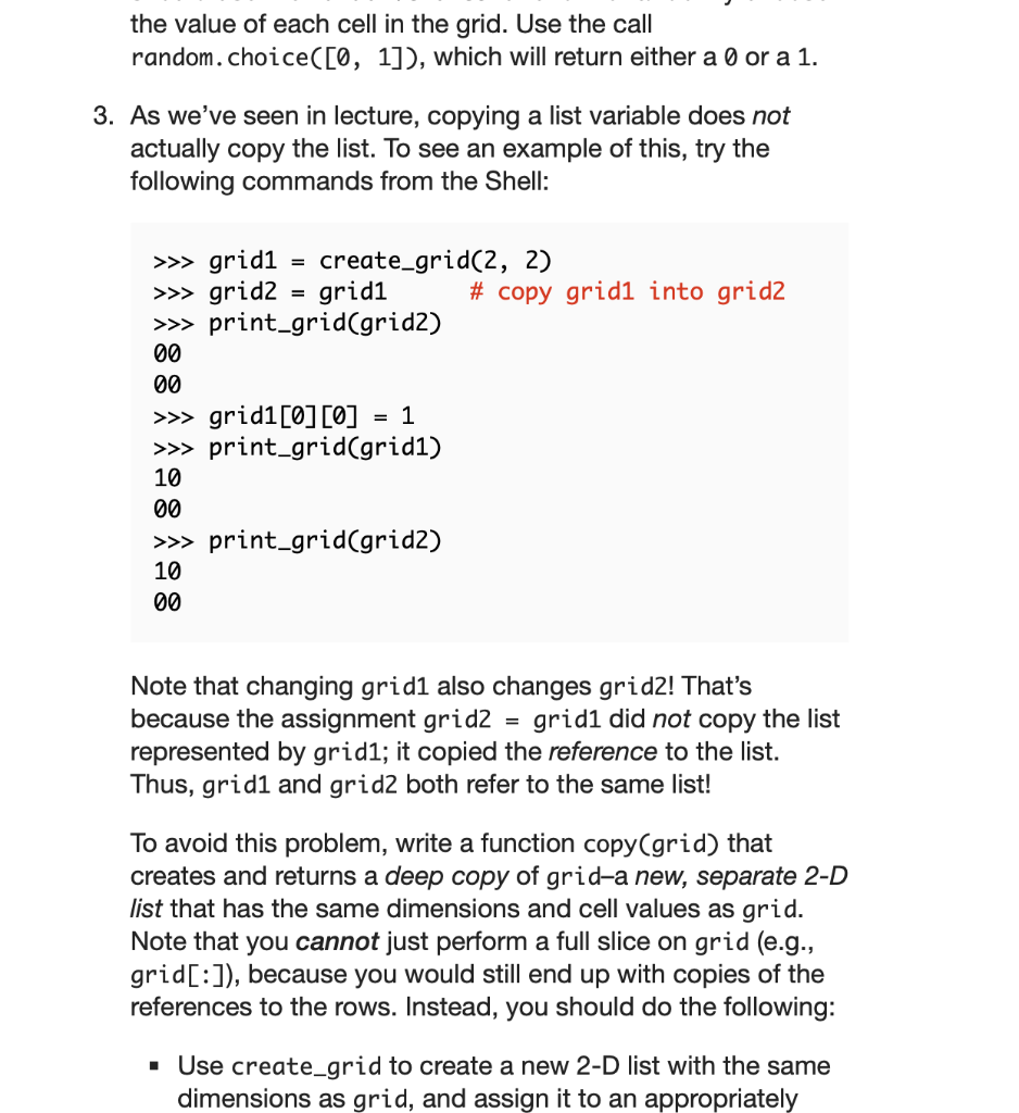Solved Problem 1: 2-D lists 20 points; pair-optional See the | Chegg.com