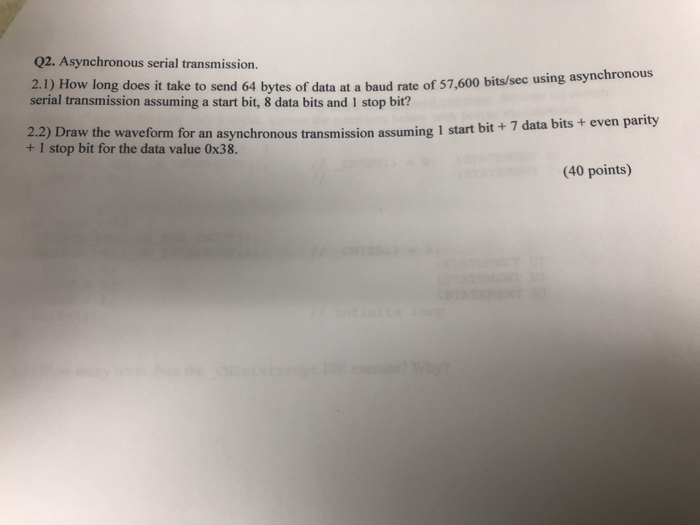 Solved Q2. Asynchronous serial transmission chronous 2.1) | Chegg.com