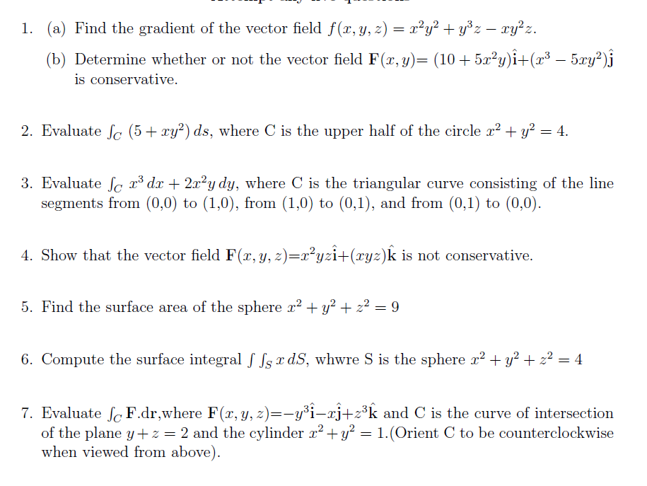 Solved 1. (a) Find the gradient of the vector field f(L, y, | Chegg.com