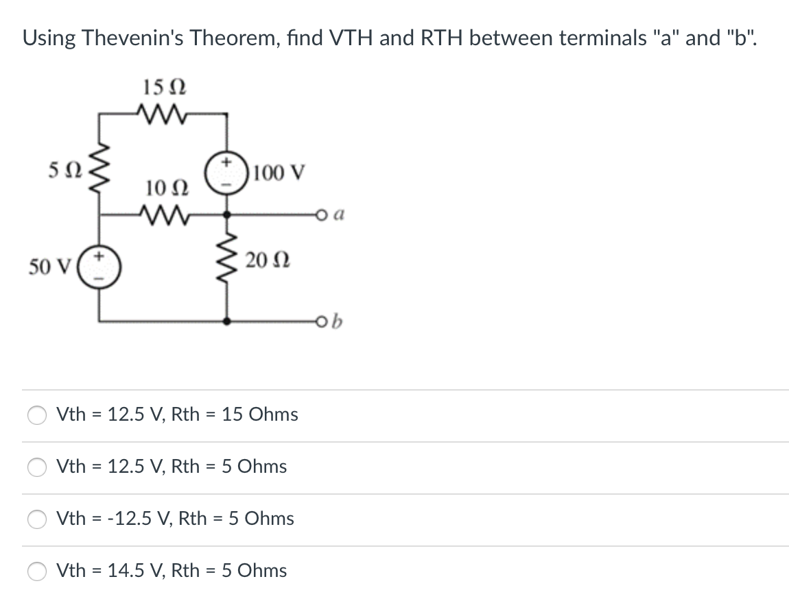 Solved Using Thevenin's Theorem, find VTH and RTH between | Chegg.com