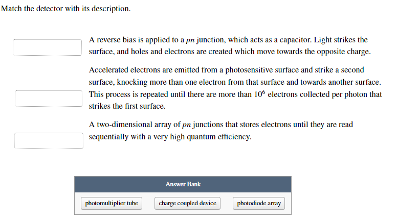 Solved Match the detector with its description. A reverse | Chegg.com