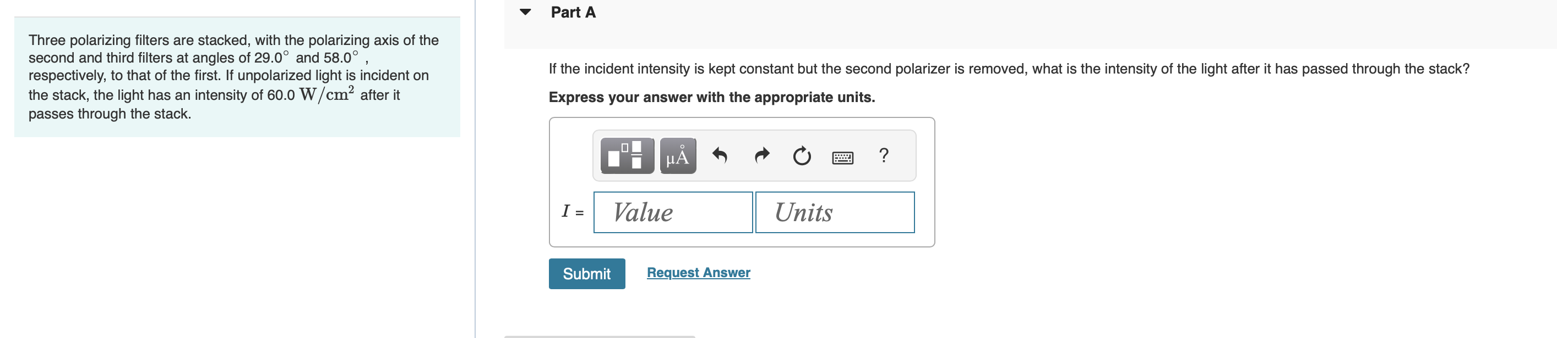 Solved Three polarizing filters are stacked, with the | Chegg.com