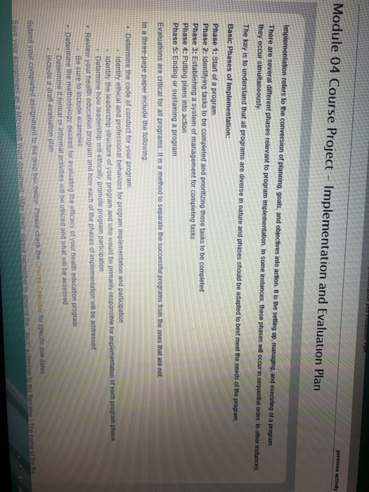 Solved Module 04 Course Project -Implementation and | Chegg.com
